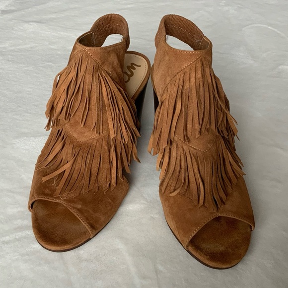 Sam Edelman | Shoes | Sam Edelman Elaine Suede Fringe Heeled Sandals ...